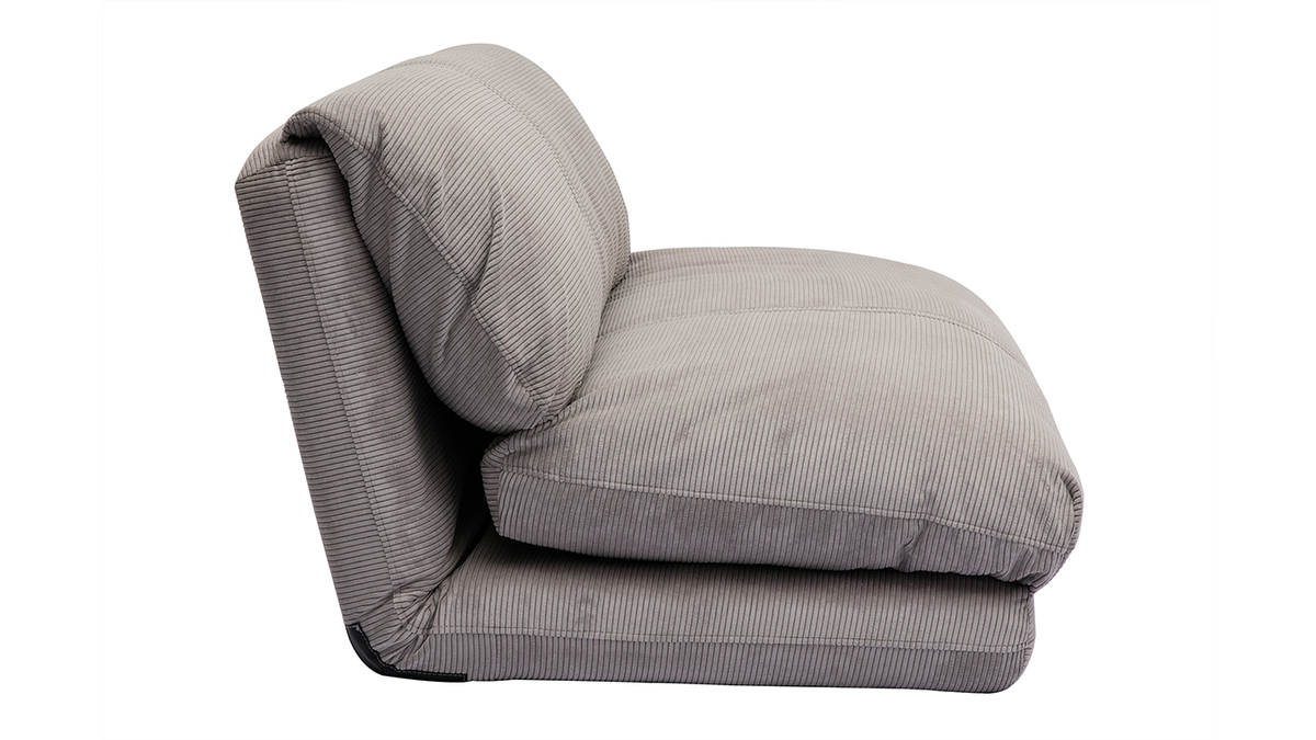 Chauffeuse convertible 2 places en tissu velours côtelé gris clair ...