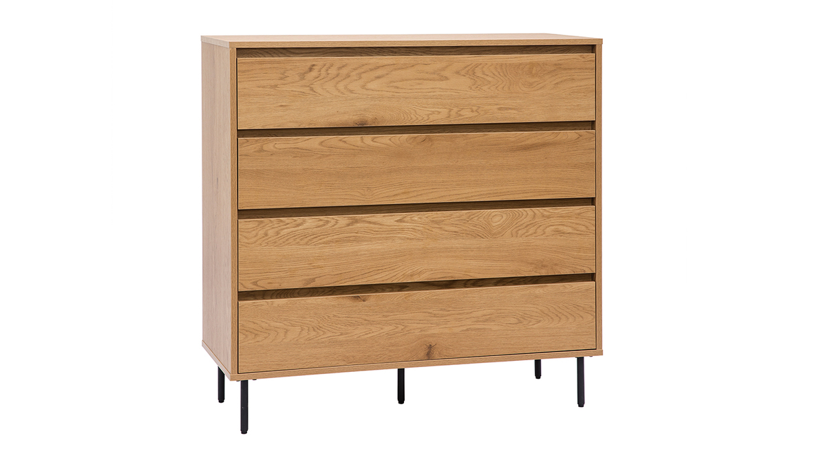 Commode finition bois clair chêne 4 tiroirs L100 cm ARAGON - Miliboo