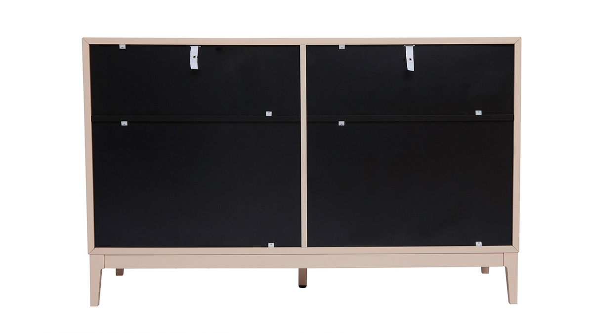 Commode rose poudré et métal doré 6 tiroirs L120 cm GIANA - Miliboo