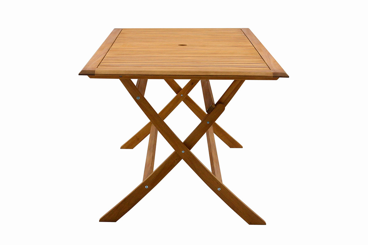 Table de jardin pliante rectangulaire en bois massif L170 cm SANTIAGO ...
